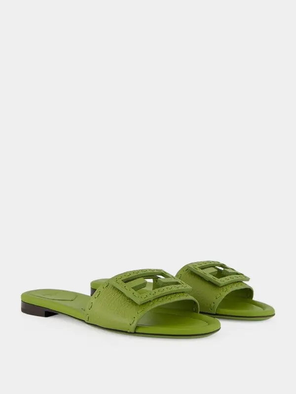 Fendi Baguette Leather Slides