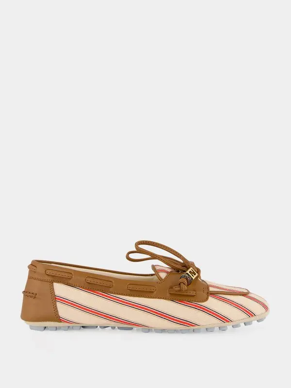 Fendi Ff Canvas Driving Loafers - Red