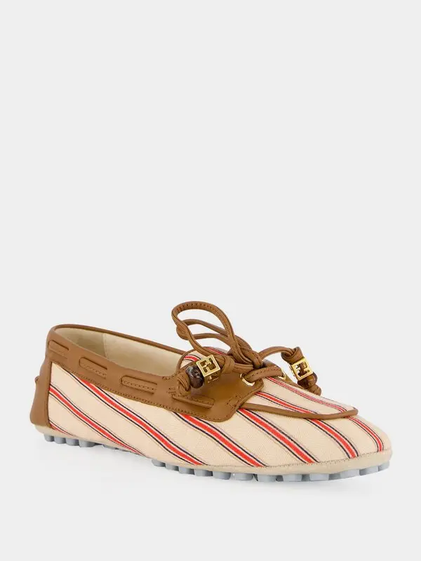 Fendi Ff Canvas Driving Loafers - Red