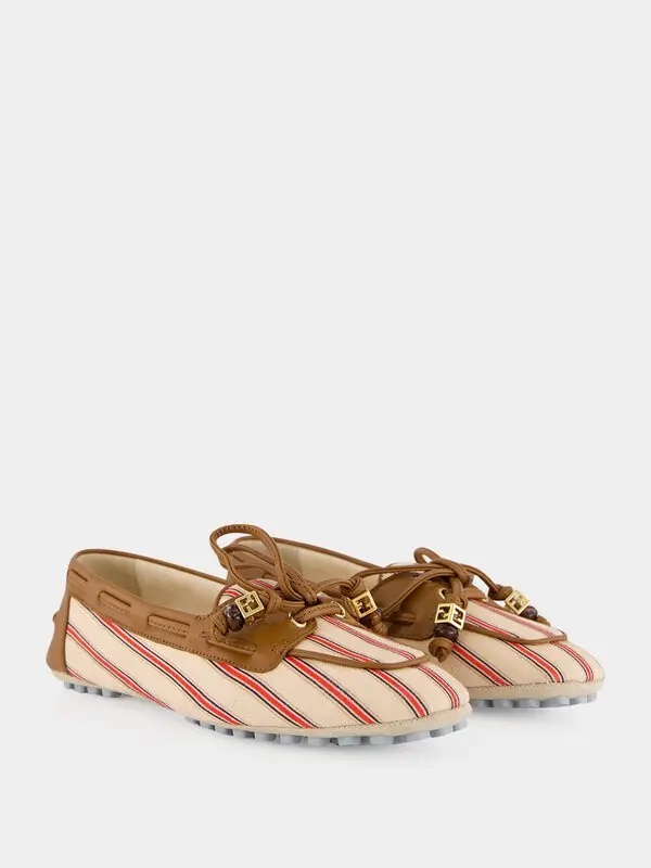 Fendi Ff Canvas Driving Loafers - Red