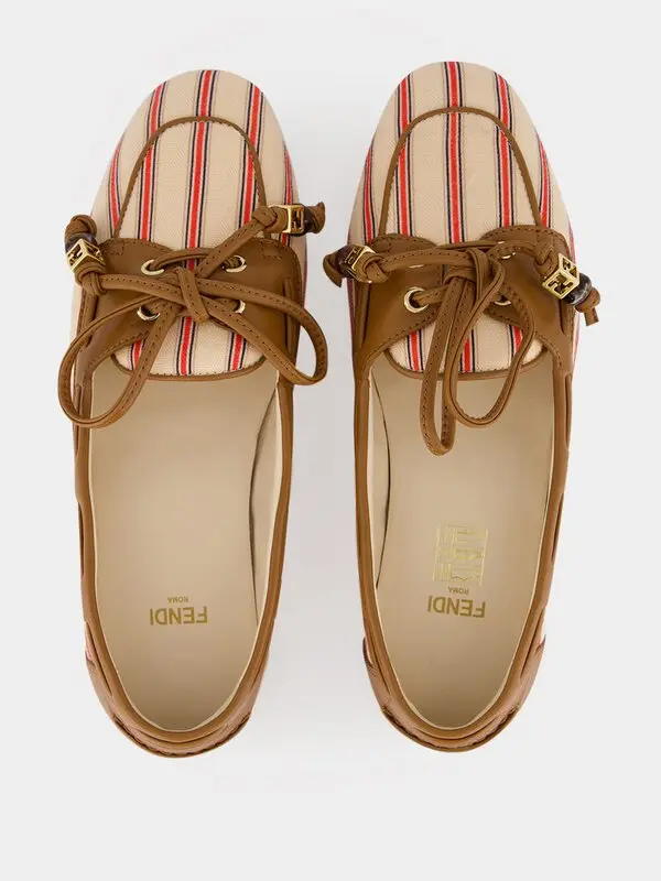Fendi Ff Canvas Driving Loafers - Red