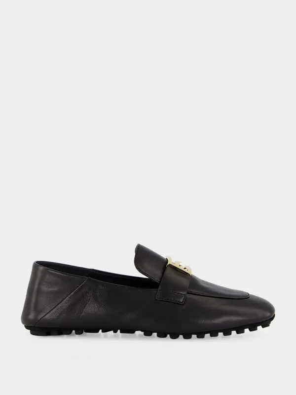 Fendi Baguette Leather Loafers - Black