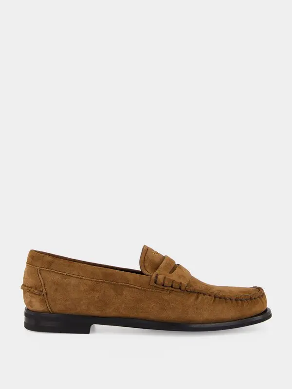 Prada Suede Penny Loafers - Brown