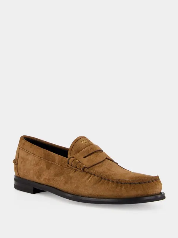 Prada Suede Penny Loafers - Brown