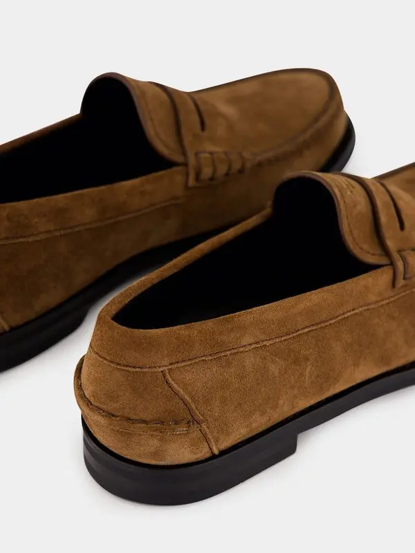 Prada Suede Penny Loafers - Brown
