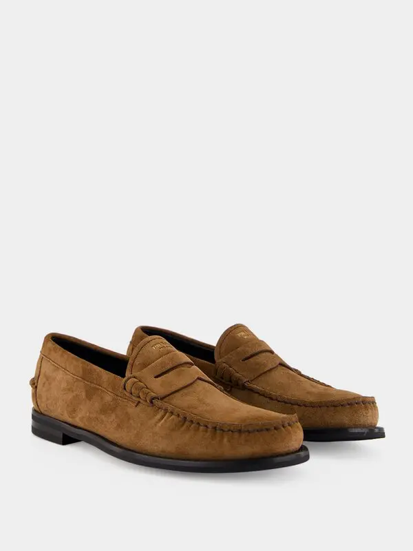 Prada Suede Penny Loafers - Brown