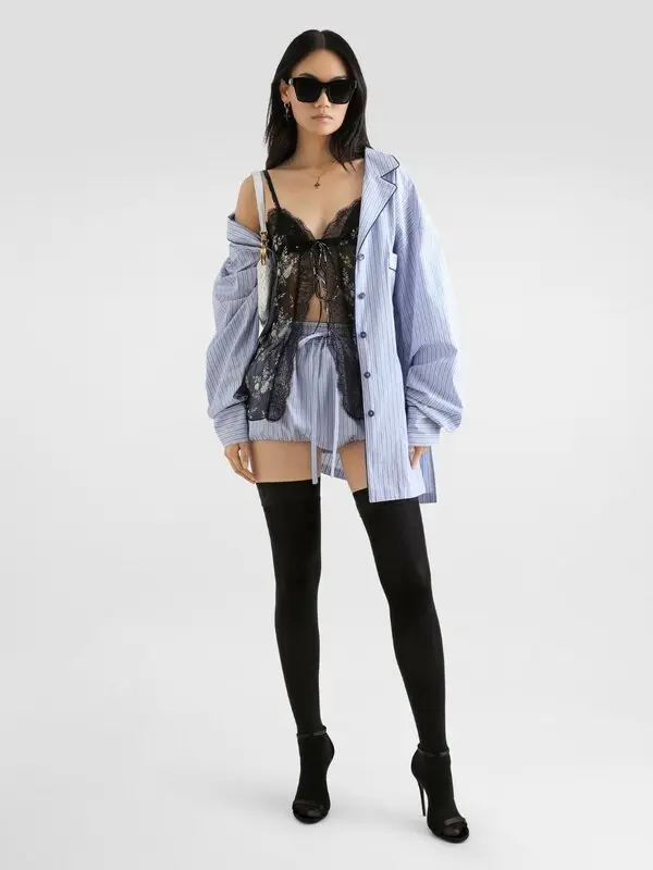 Dolce & Gabbana Vanity Striped Cotton Silk Shirt - Blue
