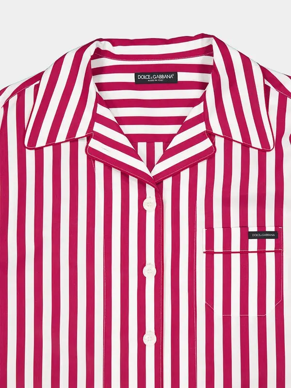 Dolce & Gabbana Striped Cotton Blend Short Sleeve Shirt