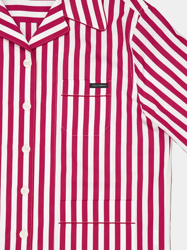 Dolce & Gabbana Striped Cotton Blend Short Sleeve Shirt