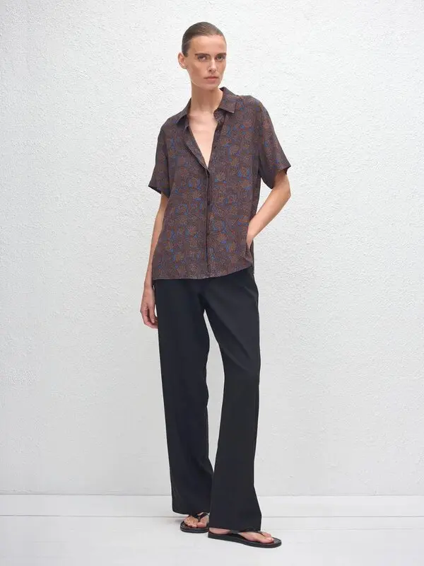 Matteau Marrakesh Silk Short Sleeve Shirt - Brown