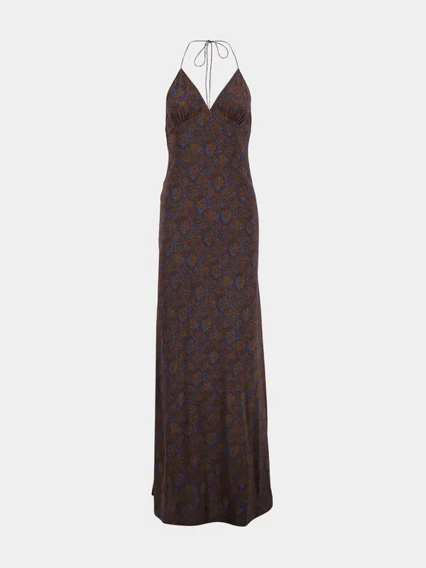 Matteau Marrakesh Print Silk Halter Maxi Dress