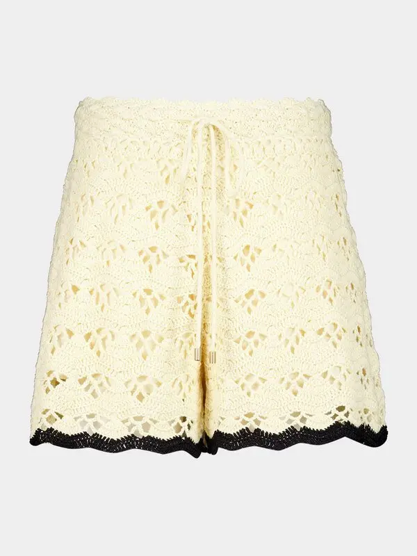 Zimmermann Aster Crochet Shorts - Beige