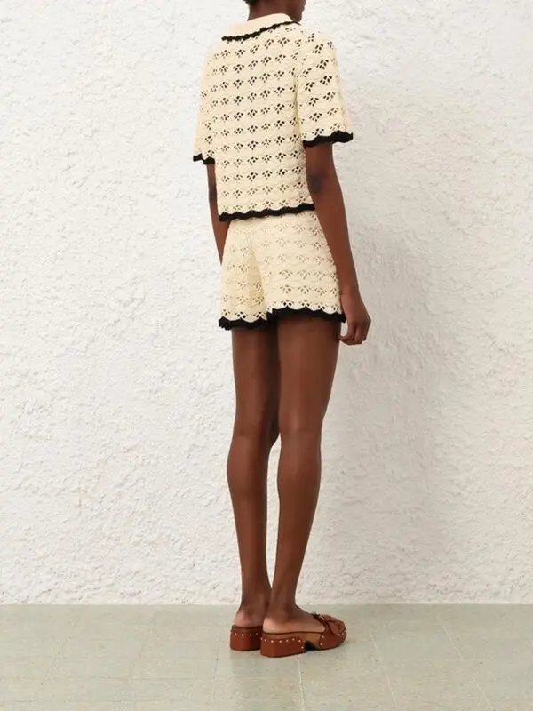 Zimmermann Aster Crochet Shorts - Beige