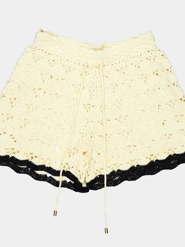 Zimmermann Aster Crochet Shorts - Beige