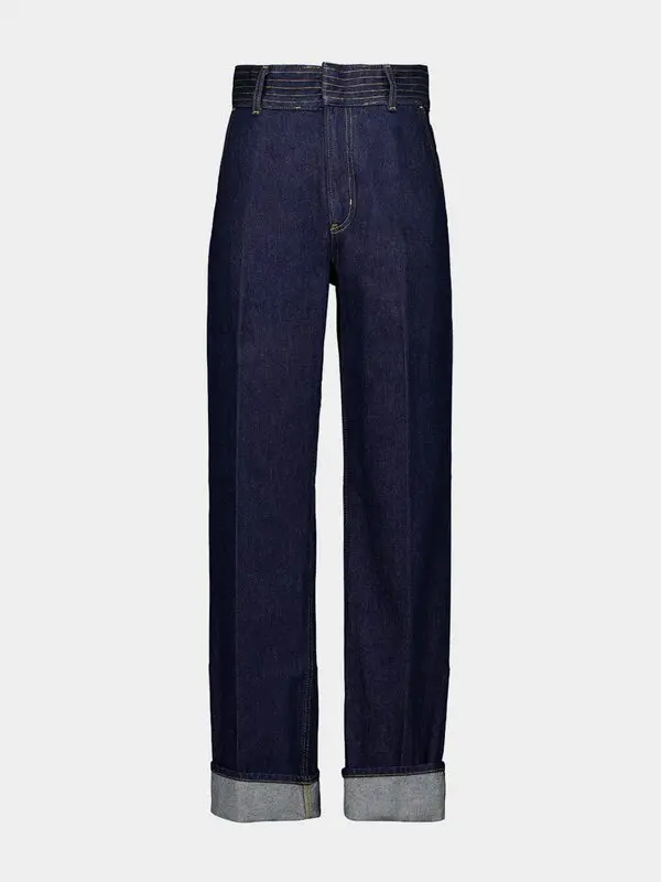 FRAME Dark Trapunto Denim Trousers