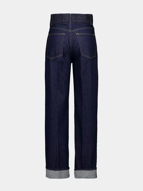FRAME Dark Trapunto Denim Trousers