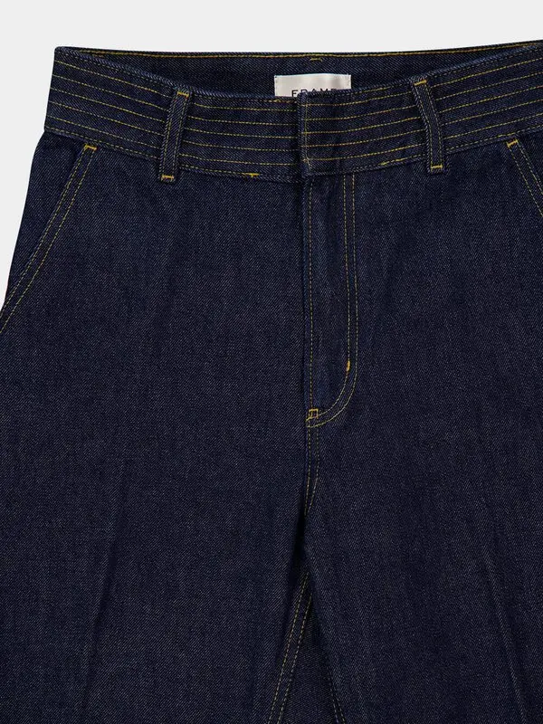 FRAME Dark Trapunto Denim Trousers