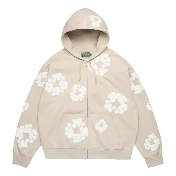 DENIM TEARS Cotton Wreath Zip Hoodie - Cream