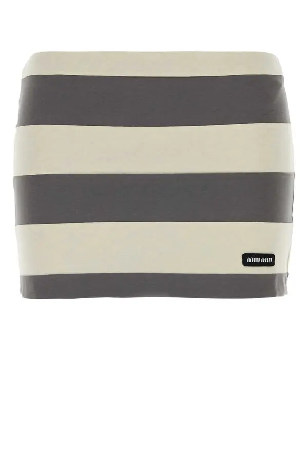 Miu Miu Embroidered Cotton Mini Skirt - Multicolor