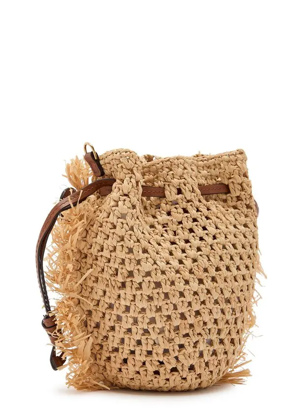 ANYA HINDMARCH Creature Leather And Raffia Cross-body Bag - Brown