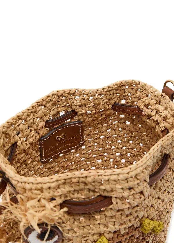 ANYA HINDMARCH Creature Leather And Raffia Cross-body Bag - Brown