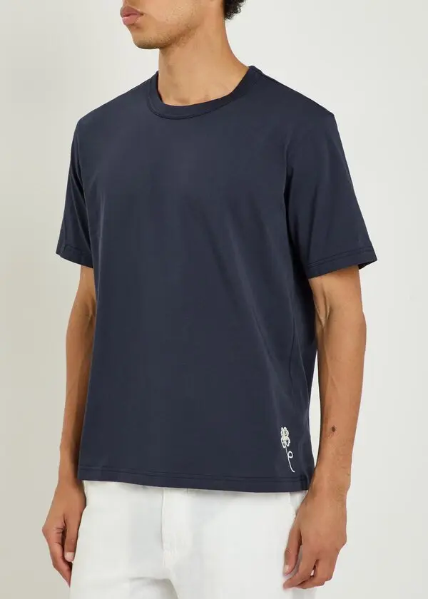 Nn07 Jett Printed Cotton T-shirt - Navy