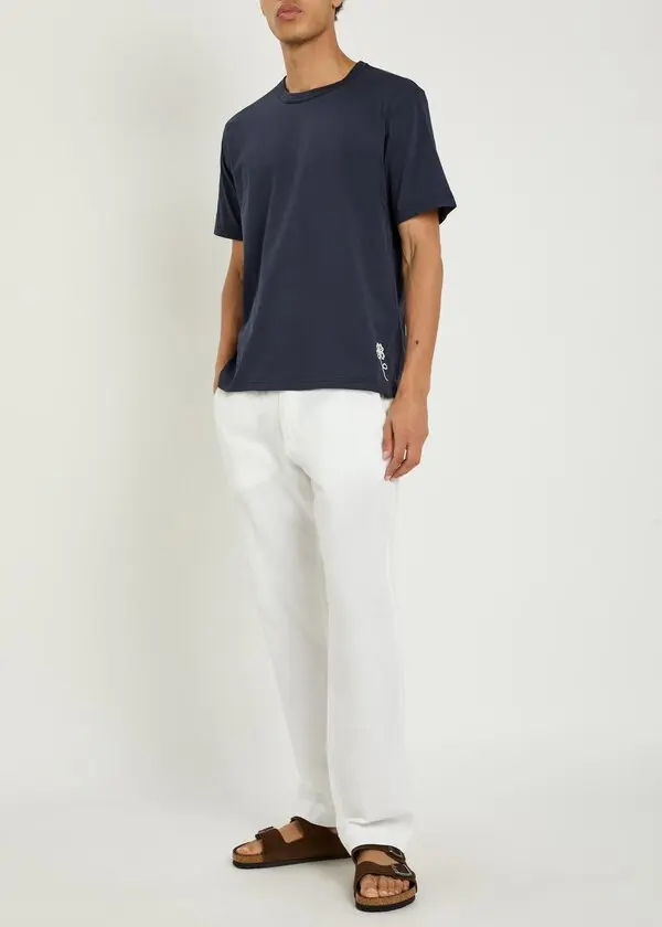 Nn07 Jett Printed Cotton T-shirt - Navy