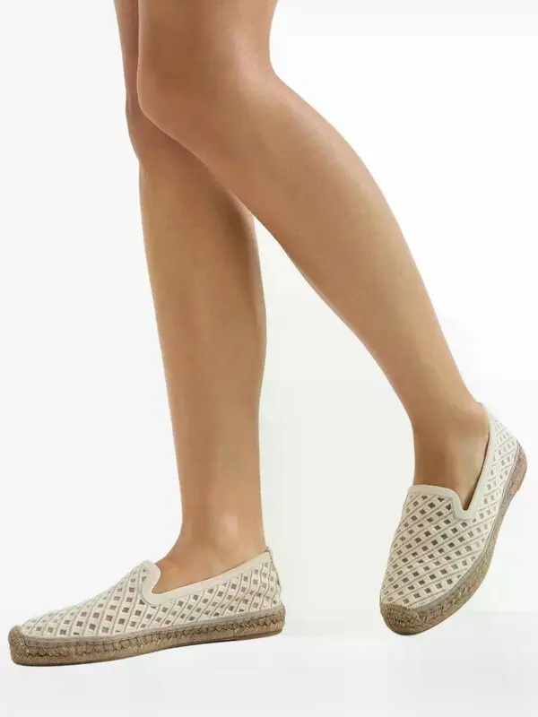 Brunello Cucinelli Cotton And Suede Espadrilles With Precious Net Detailing