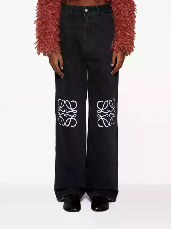Loewe Anagram Wide-leg Jeans - Black