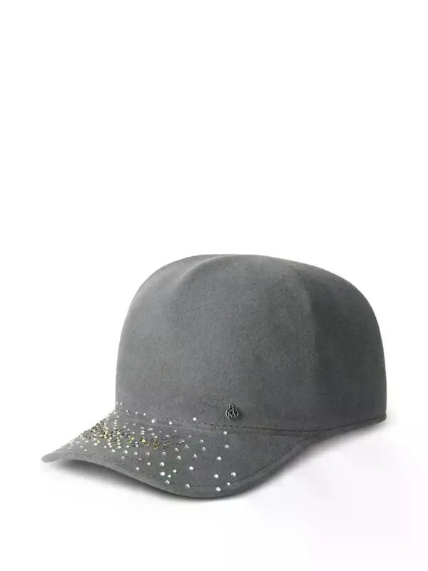 MAISON MICHEL Crystal Embellished Hat - Grey