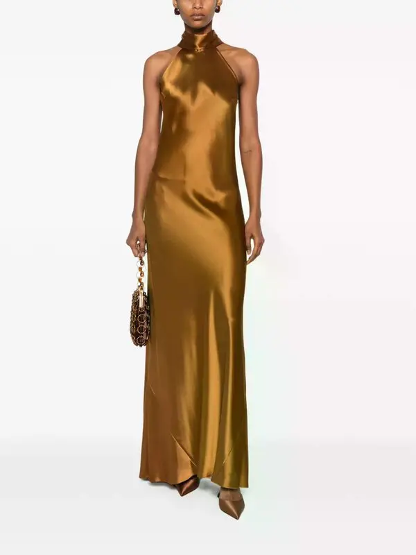 Galvan Sienna Satin Halterneck Gown