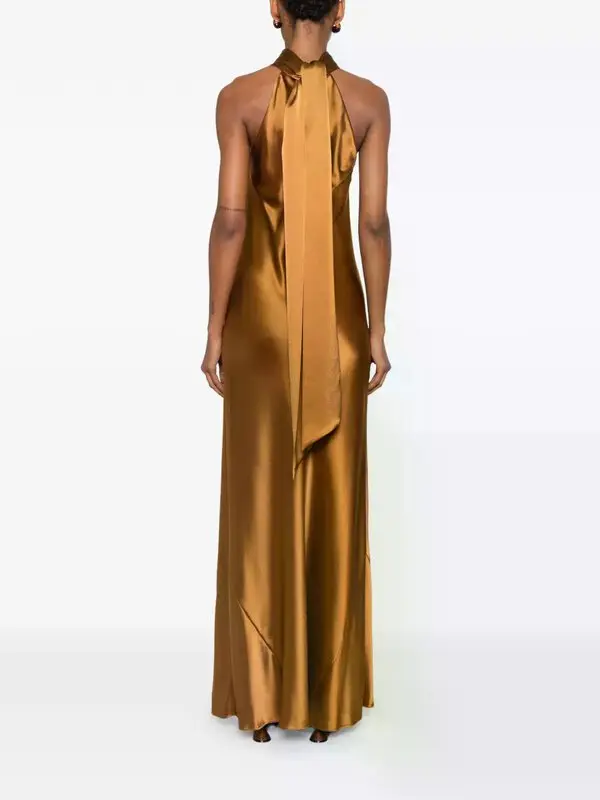 Galvan Sienna Satin Halterneck Gown