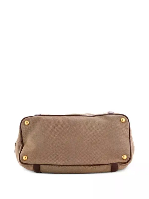 Prada Convertible Canvas And Leather Tote Bag