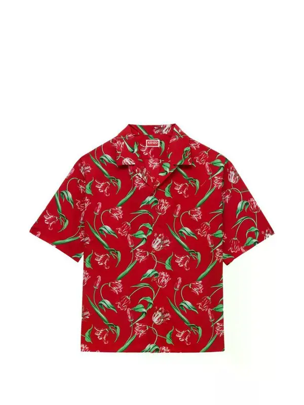 Kenzo Tulip-print Short-sleeve Shirt