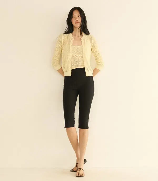DÔEN Diane Cardigan In Pointelle - Vanilla