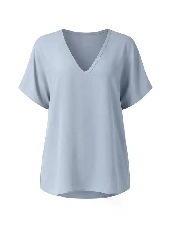 ALYSI Short-sleeve V-neck Top - Blue