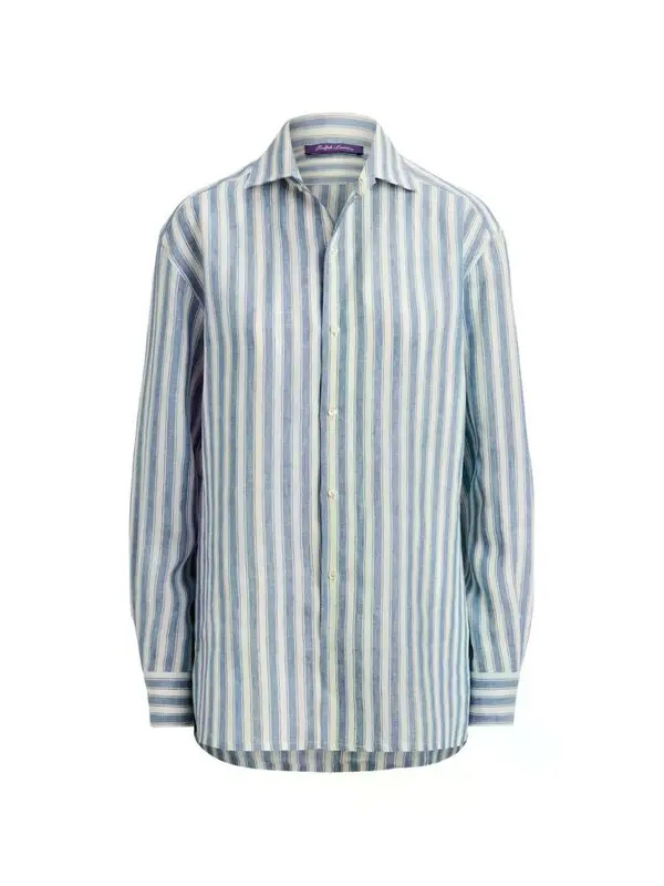 Ralph Lauren Striped Linen Capri Shirt - Neutrals