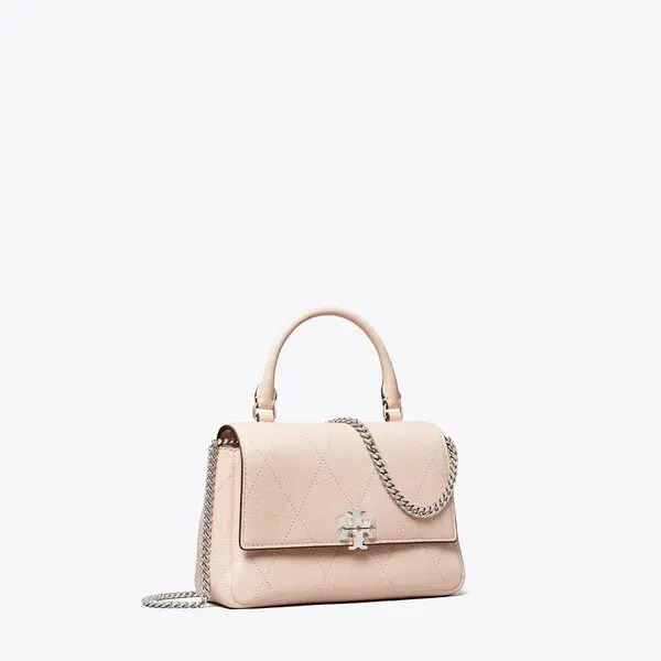 Tory Burch Mini Charlie Quilted Top-handle Crossbody - Soft Pink