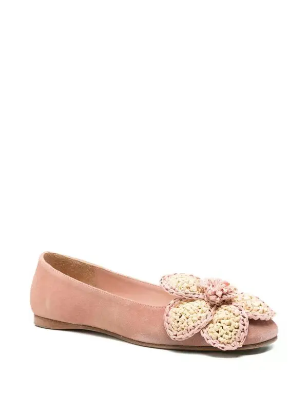 PALOMA BARCELO Flower Appliqué Ballet Flats