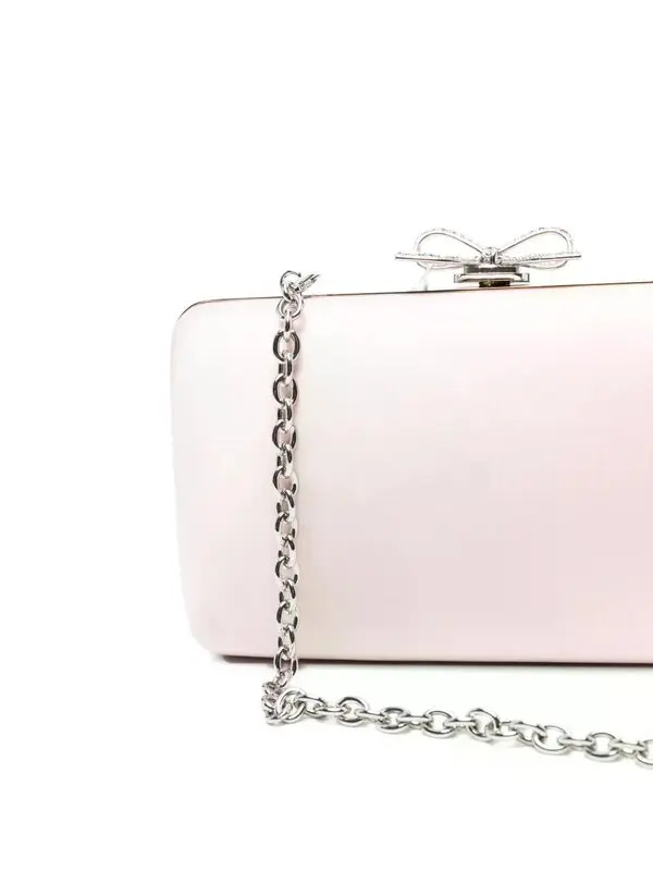 SELF-PORTRAIT Satin Mini Clutch Bag With Embellished Bow