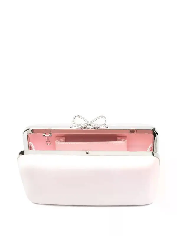 SELF-PORTRAIT Satin Mini Clutch Bag With Embellished Bow