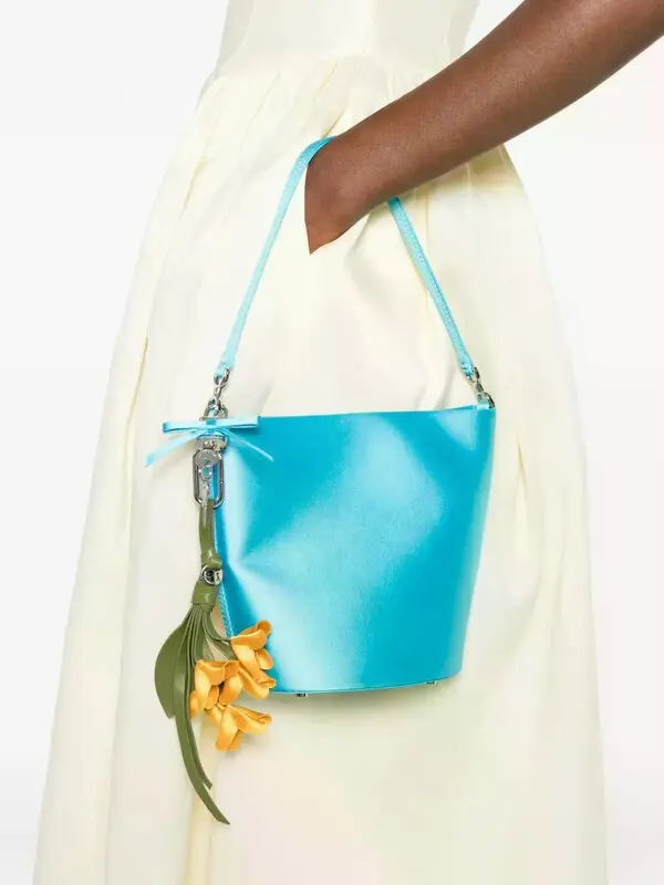 SELF-PORTRAIT Flower-charm Bucket Bag - Blue