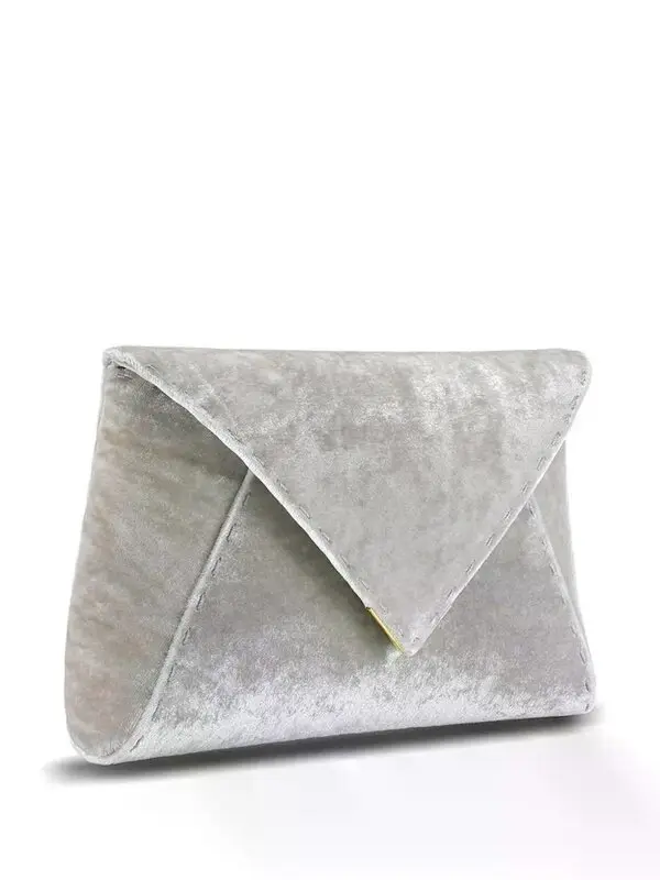 Tyler Ellis Small Lee Pouchet Velvet Clutch Bag - Grey