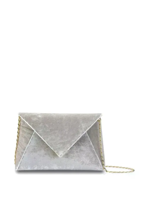 Tyler Ellis Small Lee Pouchet Velvet Clutch Bag - Grey