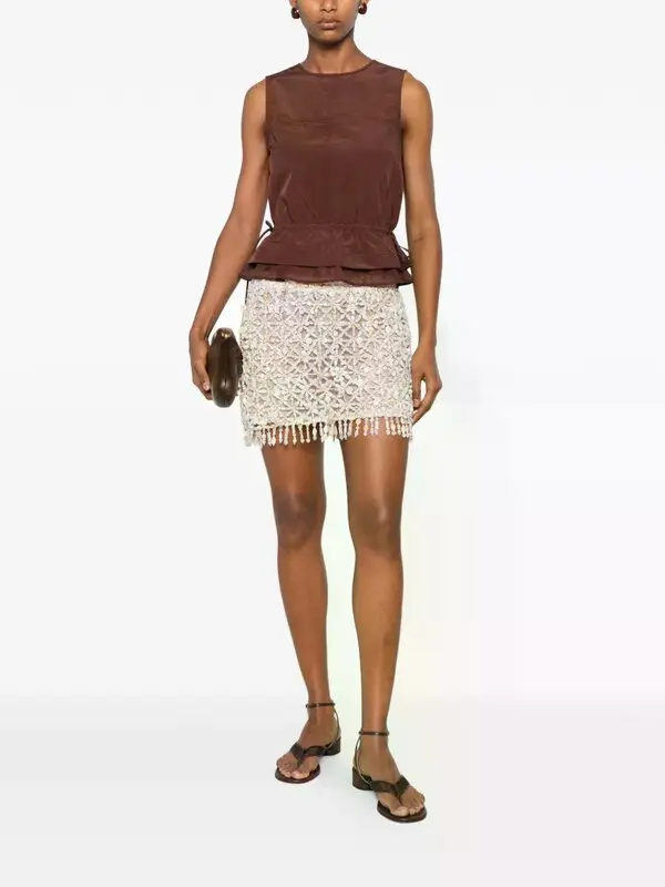 Cult Gaia Idalia Bead-embellished Midi Skirt - Neutrals