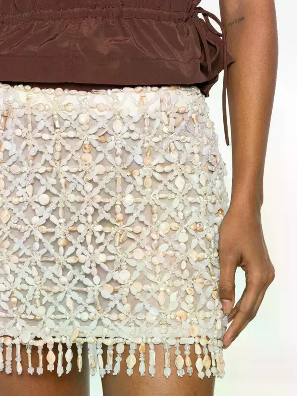 Cult Gaia Idalia Bead-embellished Midi Skirt - Neutrals