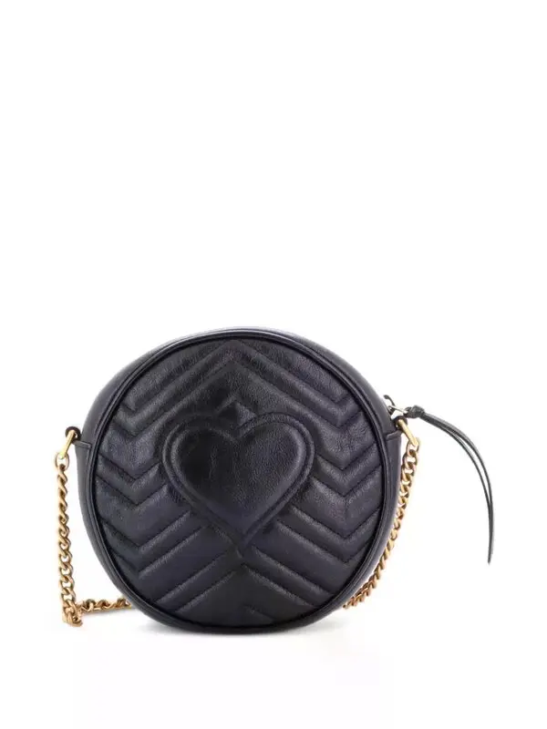 Gucci Matelasse Leather Round Shoulder Bag - Black