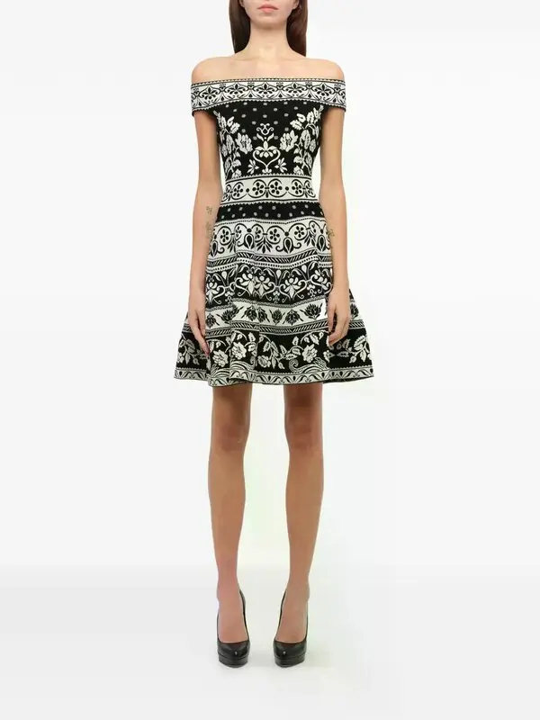 Alexander McQueen Floral Mini Dress - Black