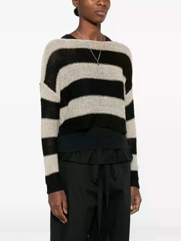 Enza Costa Striped Open-knit Bateau-neck Sweater