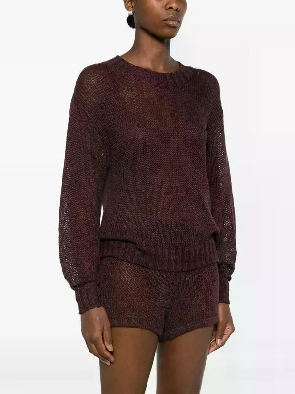 Enza Costa Linen Open-knit Sweater